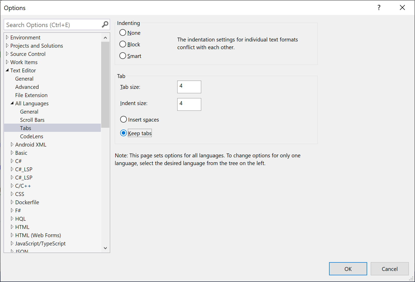 Setup Of Tabs Vs Whitespaces On Most Common IDEs